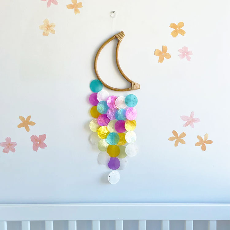 Rainbow Rattan & Capiz Shell Wall Hanging/Baby Mobile by La Abode | One ...