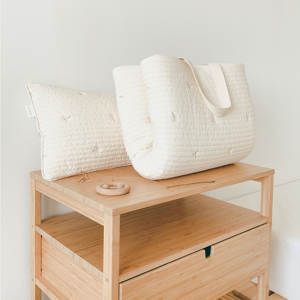 Quilted Nap Bed in White Daisy by Little Ares | One Fine Baby
