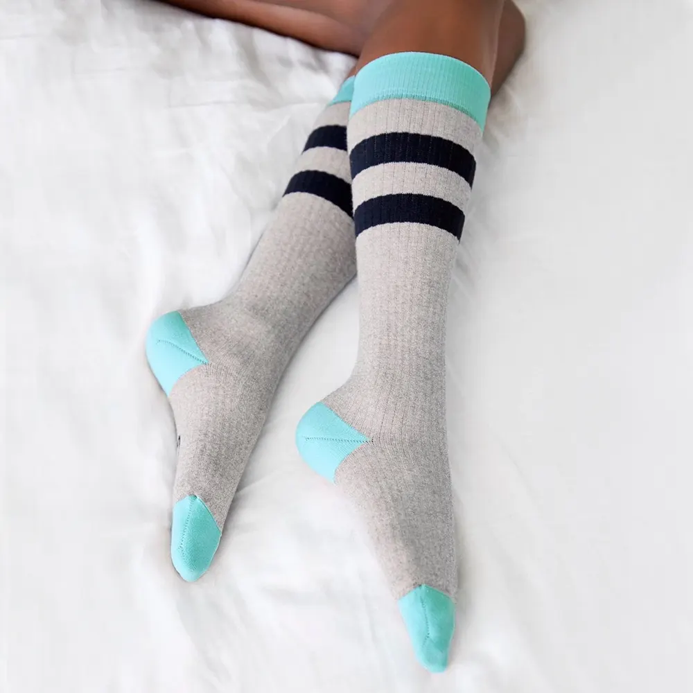 The Comforter Maternity Compression Sock in Grey Marle/Mint | One Fine Baby