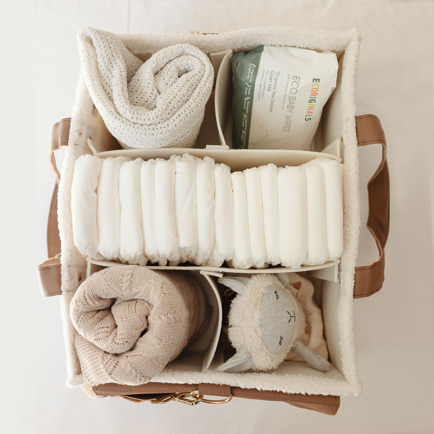 Nappy Caddy XL - Snow Tan by Linen Label | One Fine Baby