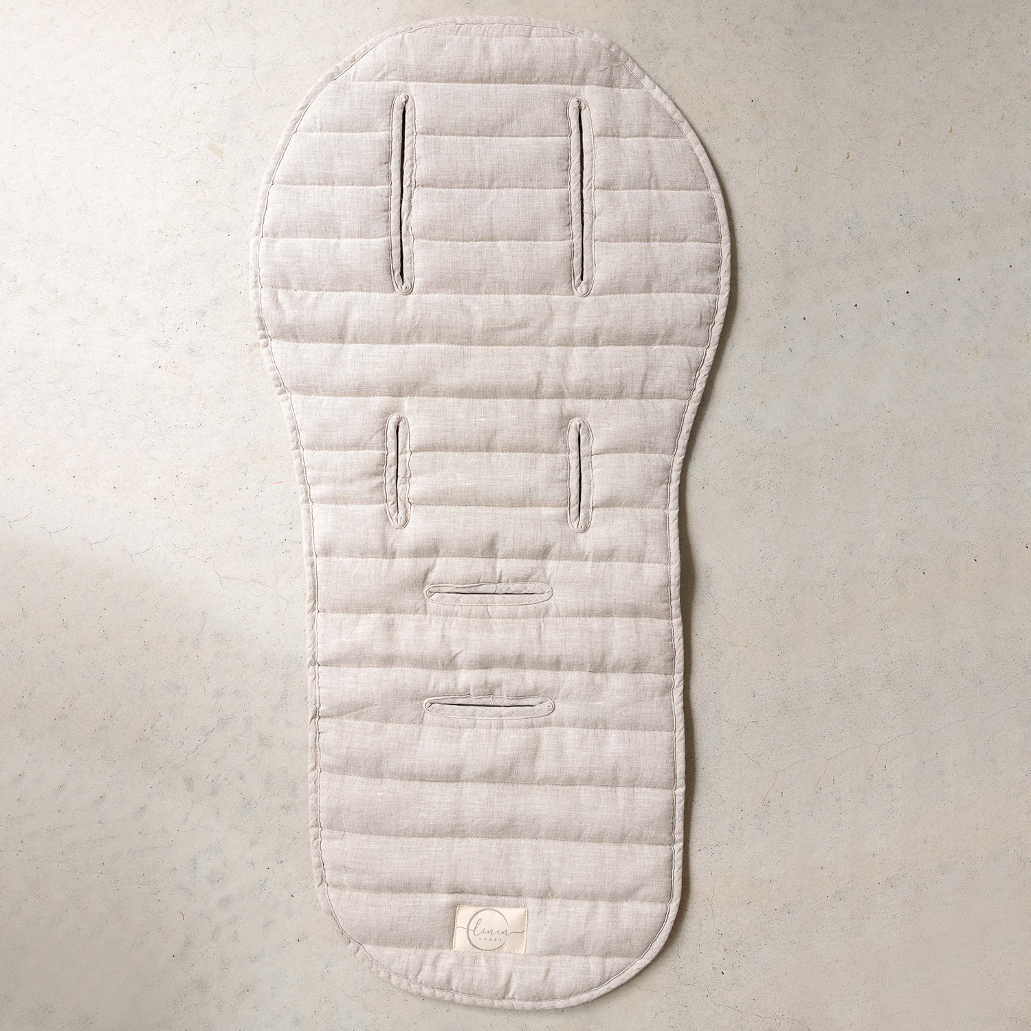 Oatmeal & Gingham - Pram Liner - Stripe quilt by Linen Label | One Fine ...