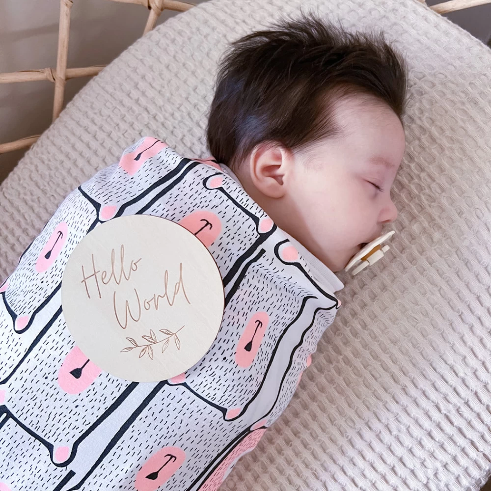 One Fine Baby - Koala Hugs Newborn Swaddle Wrap in Pinky Bears