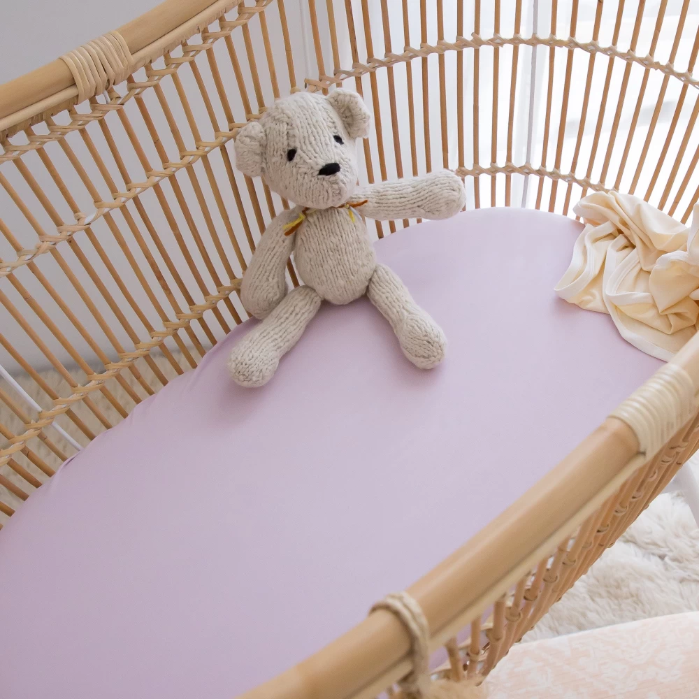 Bassinet Sheet in Lilac by Hello Chooki | One Fine Baby