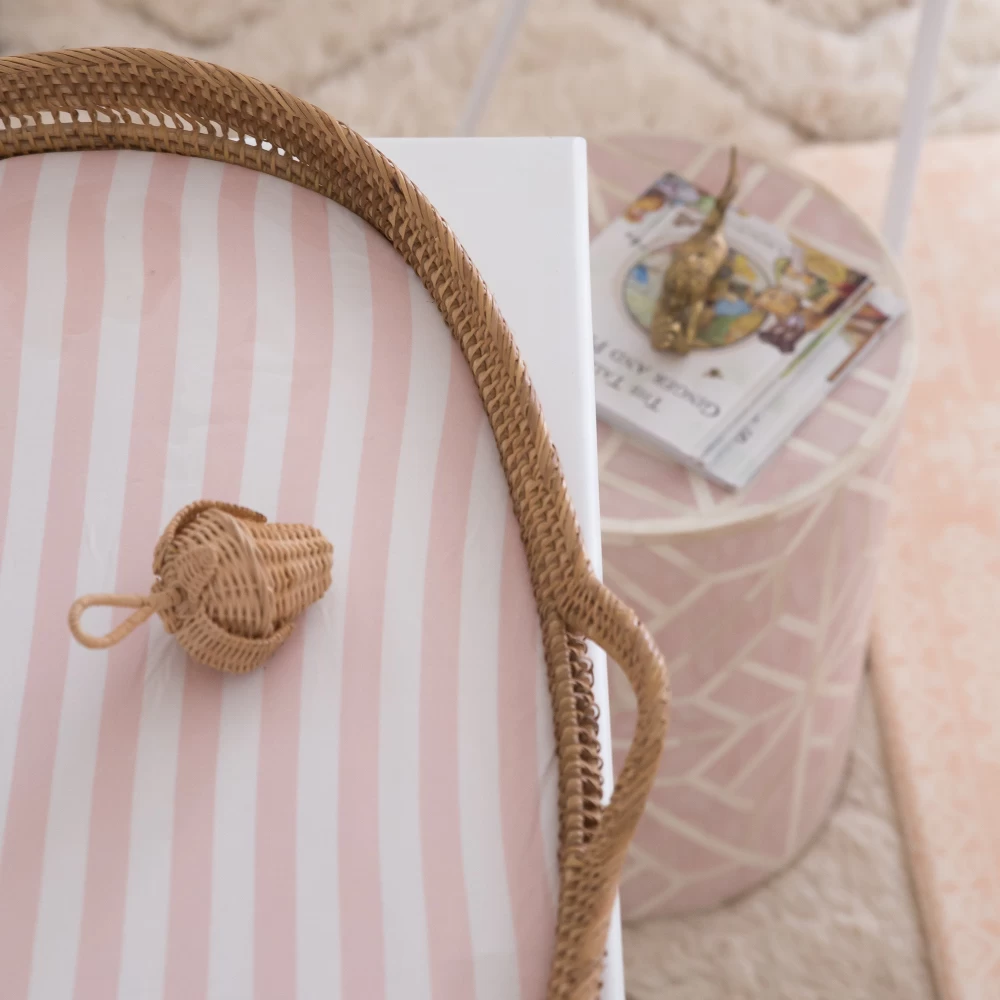 Bassinet Sheet in Pink Stripe by Hello Chooki | One Fine Baby