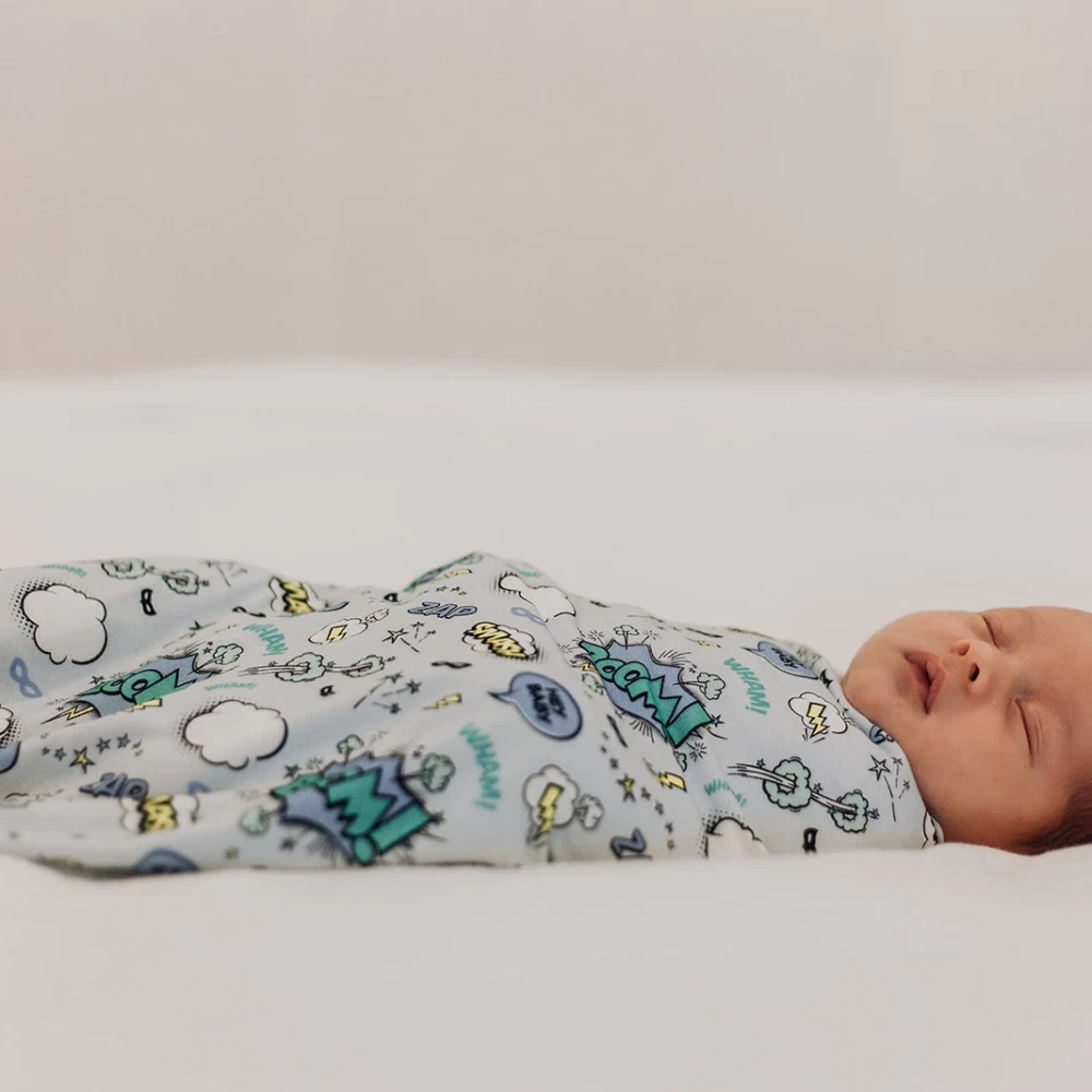 Jersey Wrap in Superhero Blue by Hello Chooki | One Fine Baby