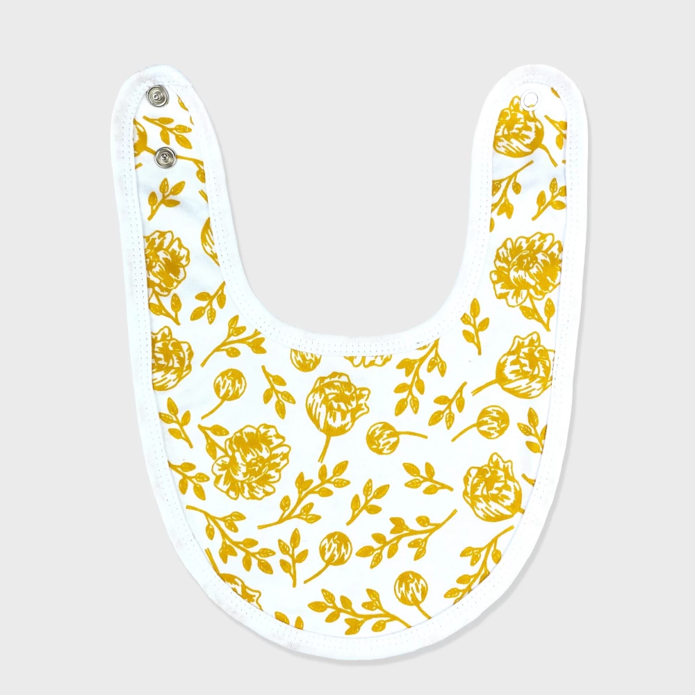 Baby Bib in Golden Peony by Kit & Cradle | One Fine Baby