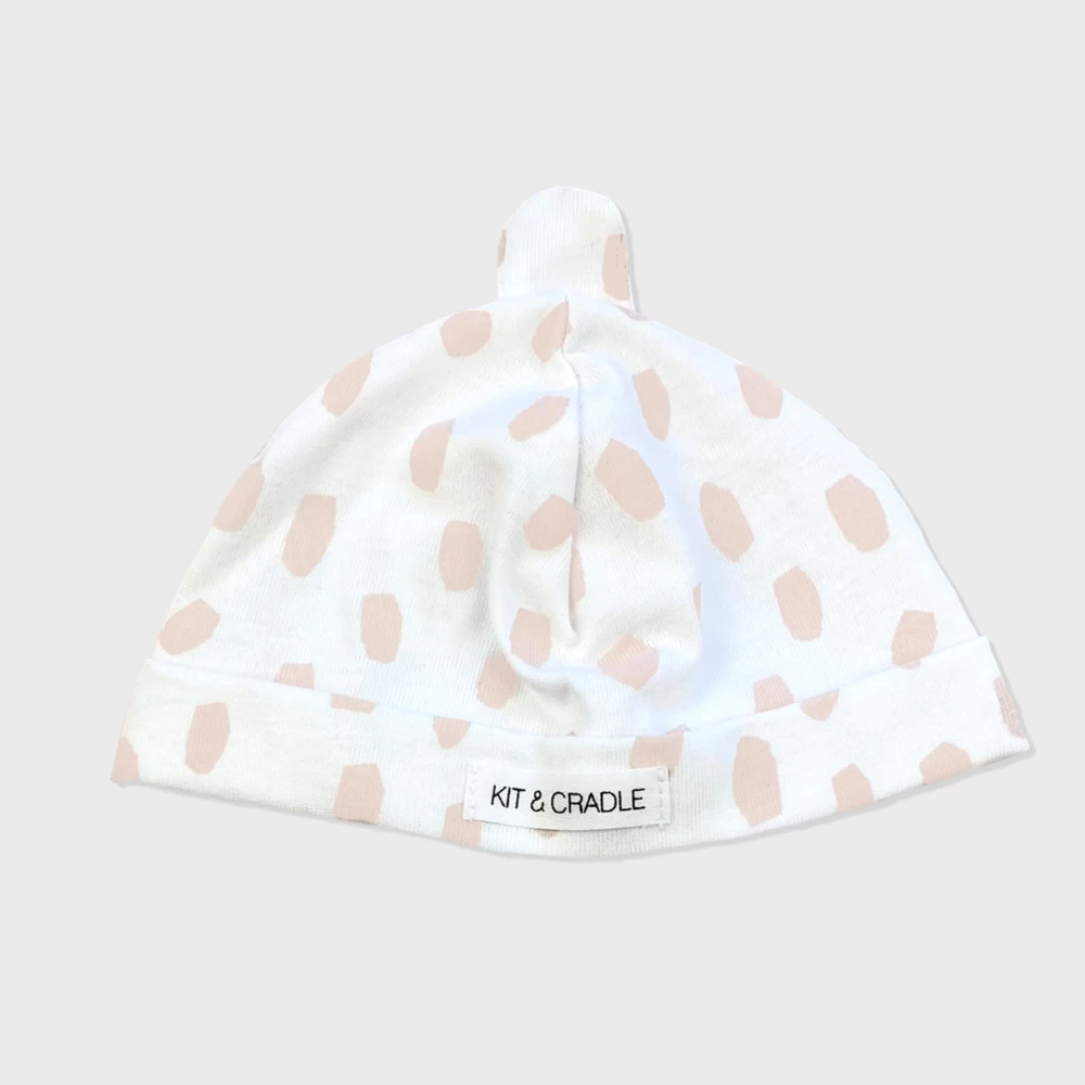 Newborn Beanie in Blush Cheetah by Kit & Cradle | One Fine Baby