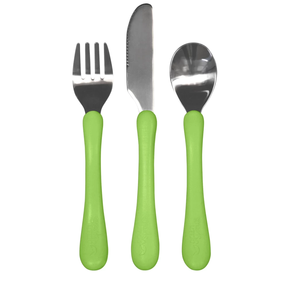 Learning Cutlery Set 12mo+ in Green by Green Sprouts | One Fine Baby