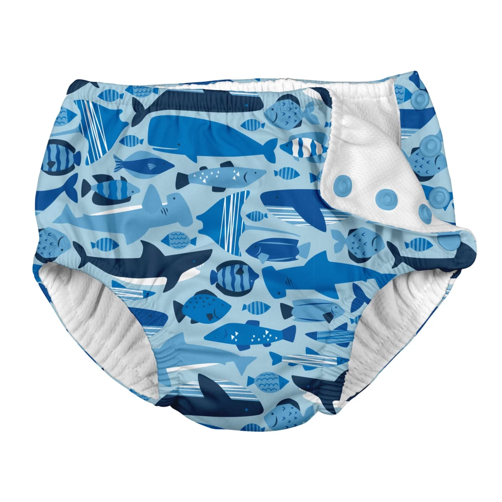 Snap Reusable Absorbent Swimsuit Diaper in Blue Undersea by Green ...