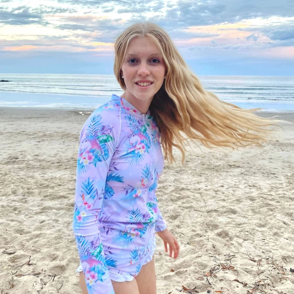 One Fine Baby - Teen / Tween Girls Long Sleeve Two-Piece Swimsuit Set ...