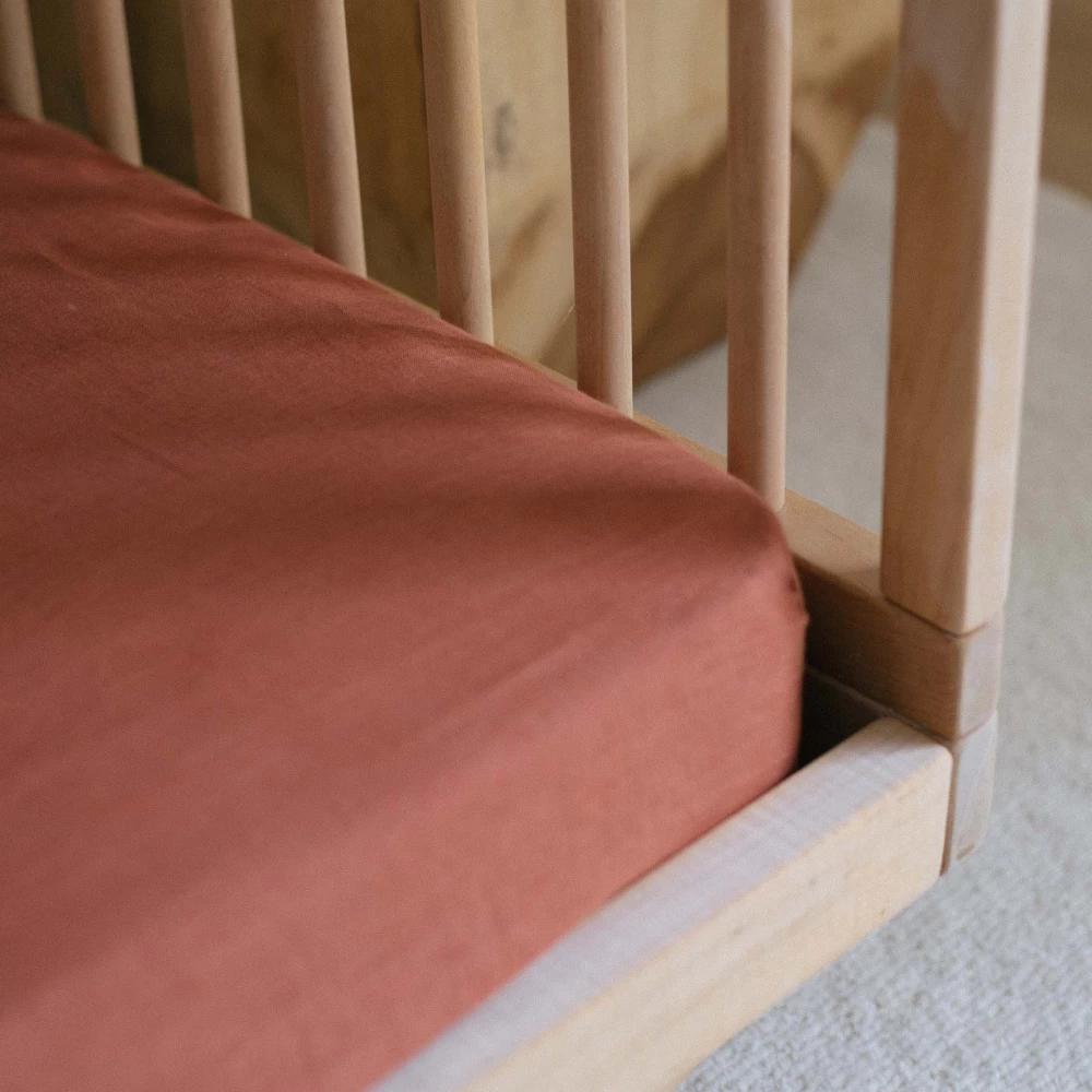 French Linen Cot Sheet - Clay by Warren Hill | One Fine Baby