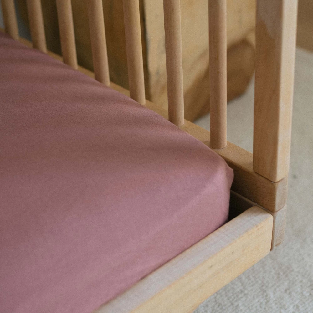 French Linen Cot Sheet - Smoke Pink by Warren Hill | One Fine Baby